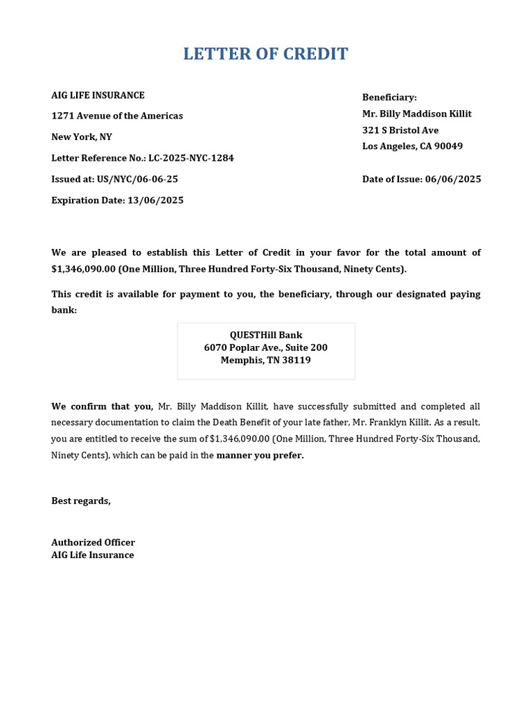 Letter of Credit | PDF