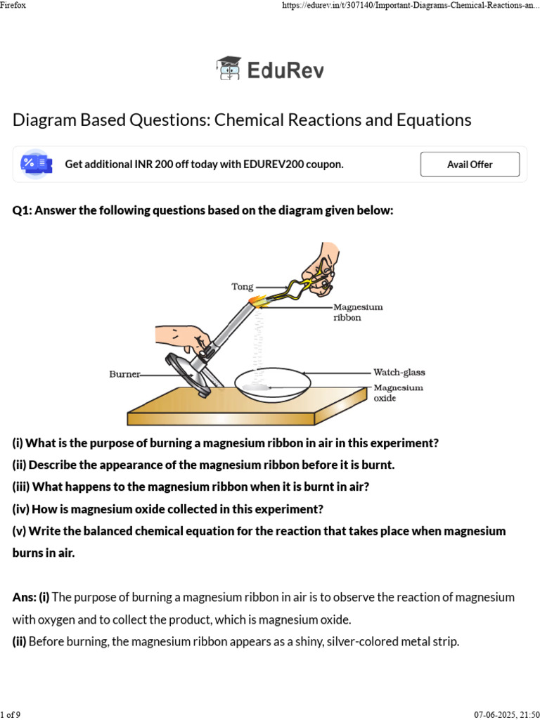 Important Diagrams Chemical Reactions and Equations | PDF | Redox ...