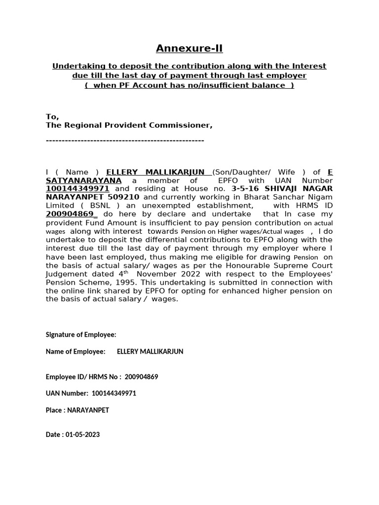 Annexure - II - Undertaking (1) MALLIKARJUN SIR | PDF