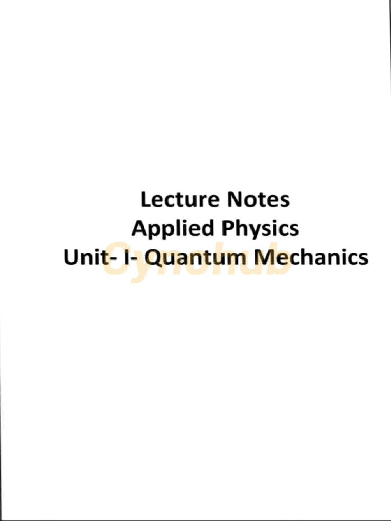Applied Physics Notes | PDF