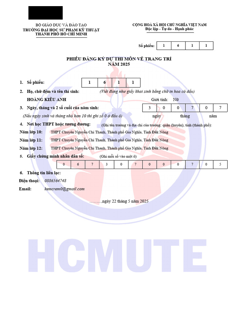 Phieu Dang Ky 681c54c744a4014829b12596 | PDF