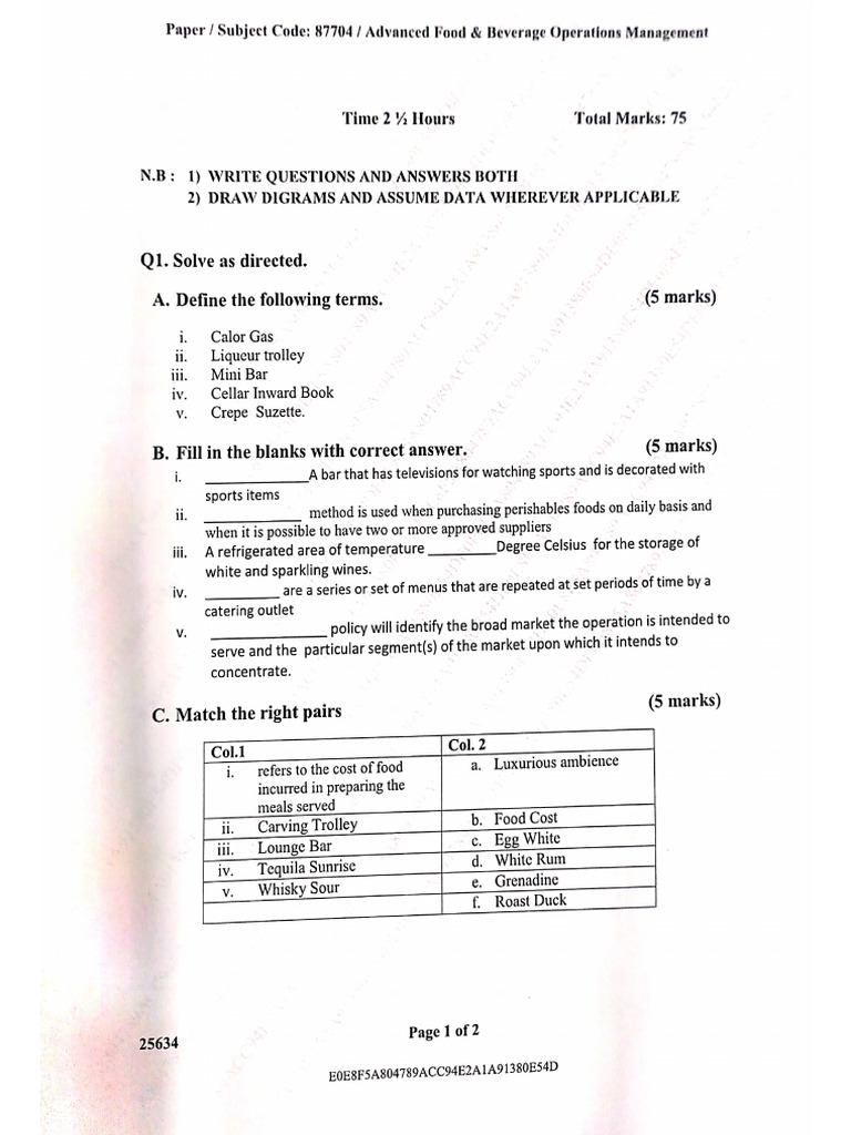 Adv Food and Beverage | PDF