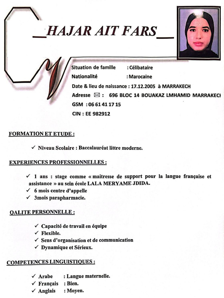 CV Hajar Ait Fars | PDF