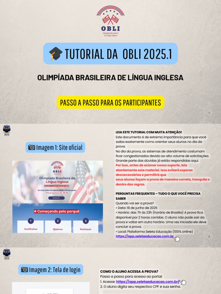 Tutorial Da Obli 2025.1 | PDF | Senha