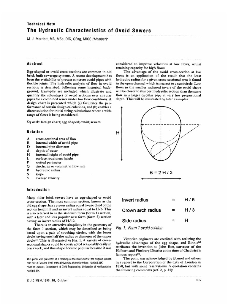 Hydraulic Benefits of Ovoid Sewers | PDF | Sanitary Sewer | Mechanical ...