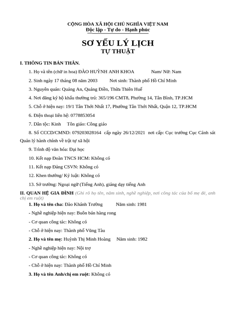 So Yeu Ly Lich Tu Thuat | PDF