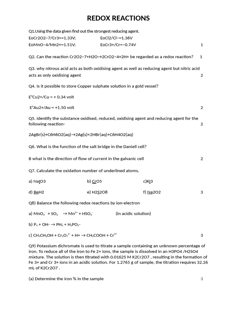 Redox Test | PDF