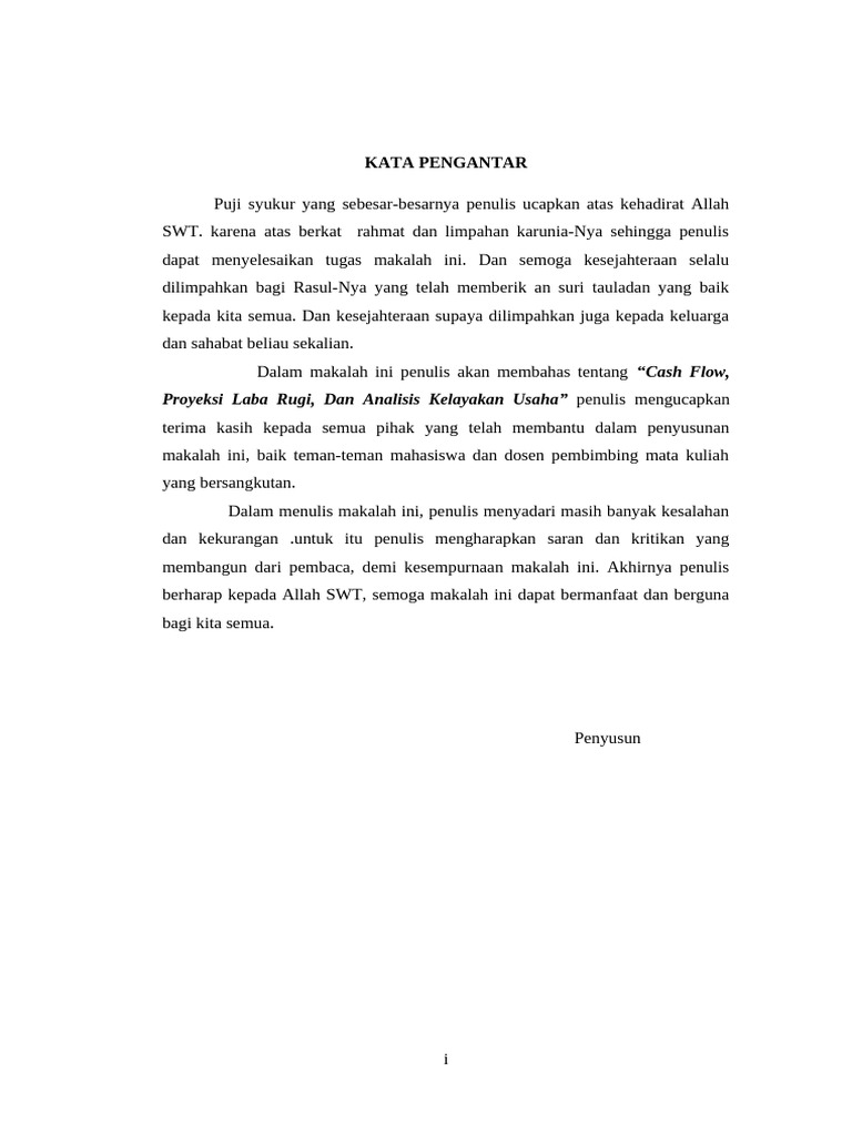 Cash Flow, Proyeksi Laba Rugi, Dan Analisis Kelayakan Usaha | PDF