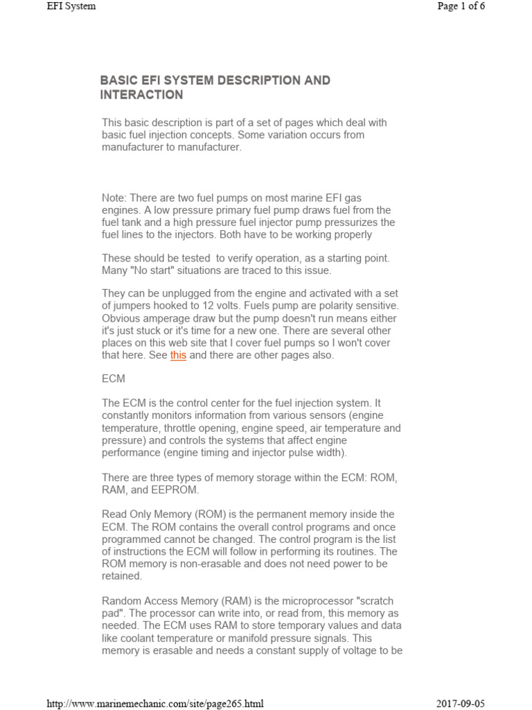 EFI System Explanation Part 1 | PDF | Throttle | Fuel Injection
