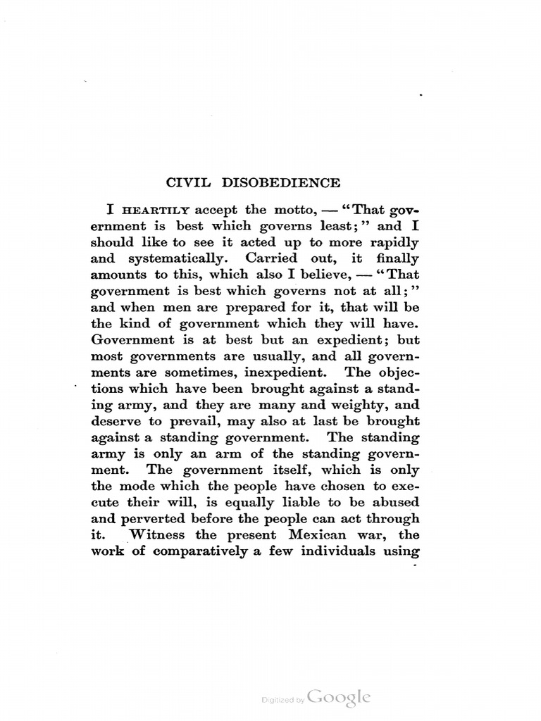 Thoreau Civil Disobedience | PDF | Civil Disobedience (Thoreau ...