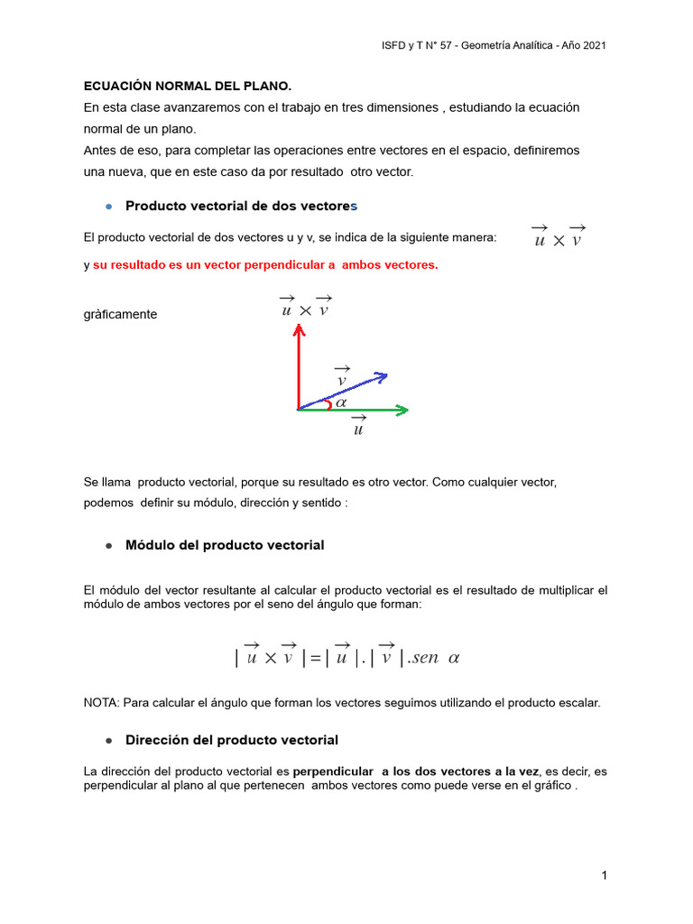 Ecuación Normal del Plano en R³ | PDF | Vector Euclidiano | Determinante