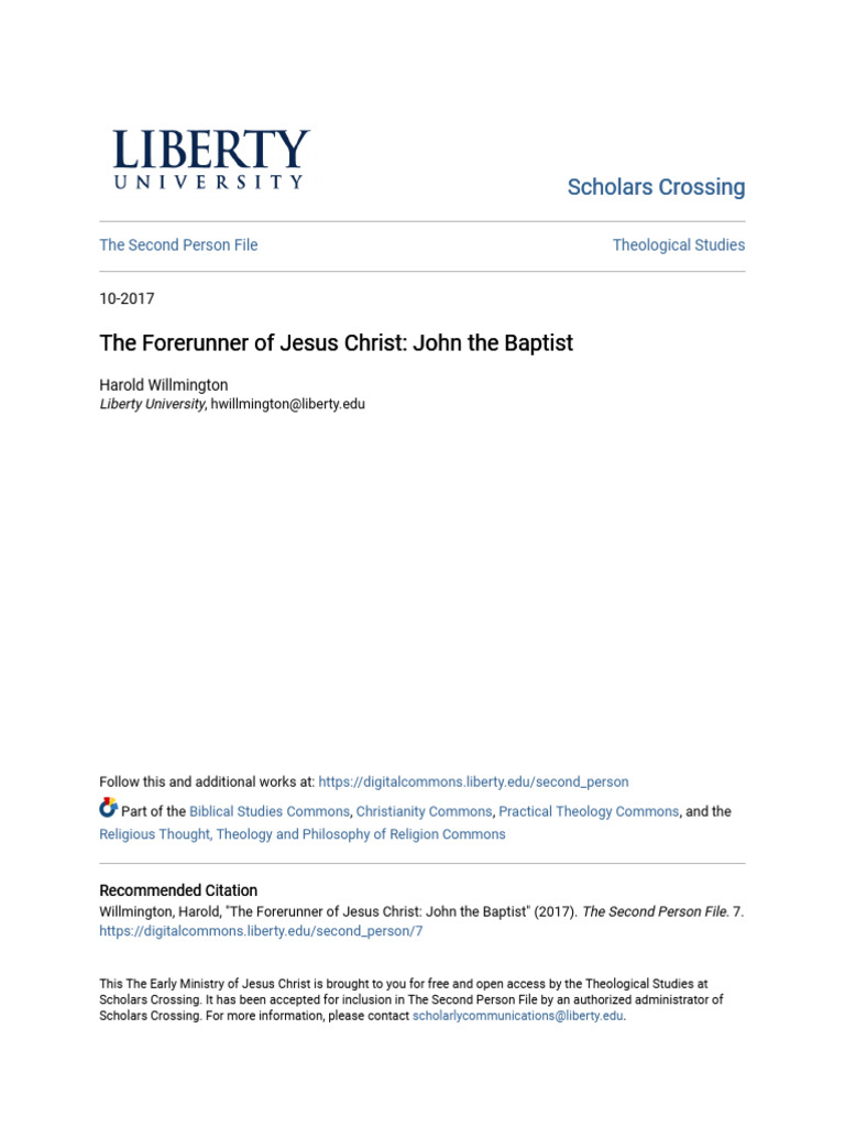 The Forerunner of Jesus Christ - John The Baptist | PDF | John The ...
