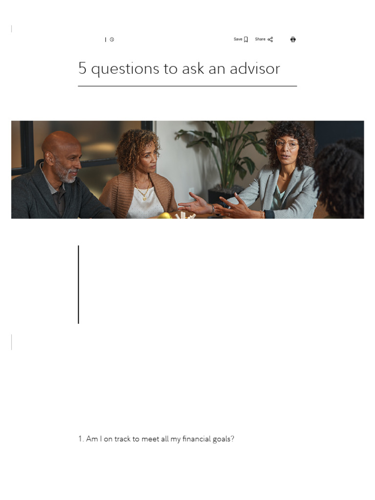 What To Ask An Advisor - Fidelity Investments | PDF
