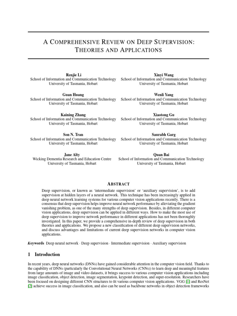 A Comprehensive Review On Deep Supervision Theorie | PDF | Image ...