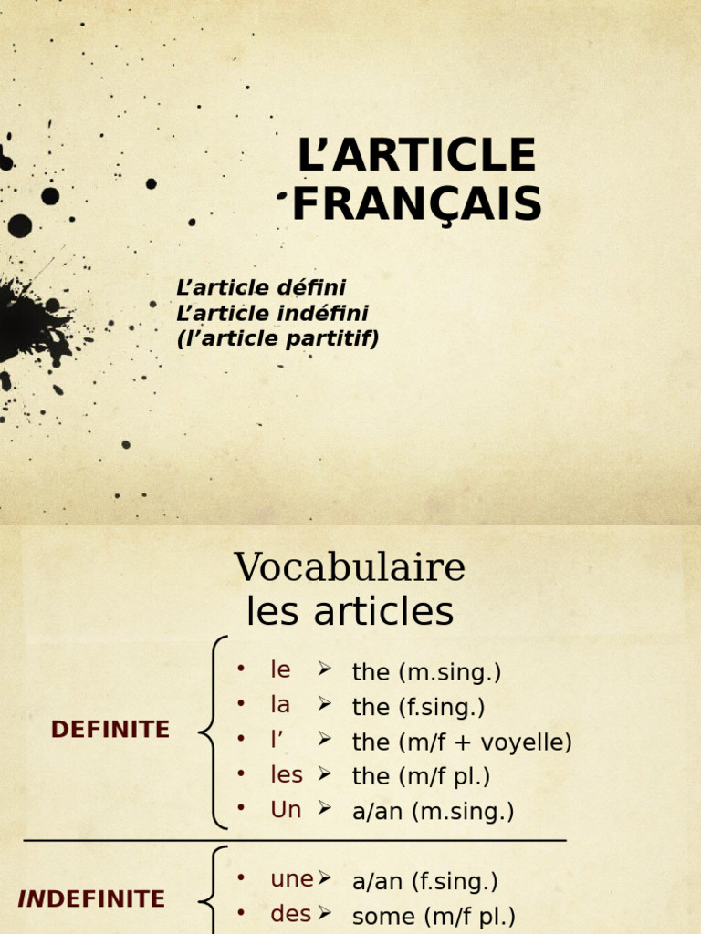 Comprendre les articles en français | PDF | Nom (grammaire) | Nombre ...