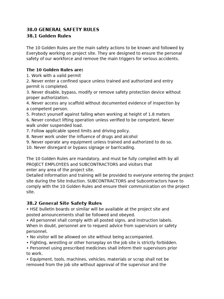 General Site Safety Rules Overview | PDF