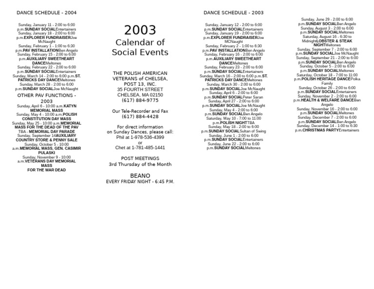 PolishVet Events 2003 Cal. 2 | PDF | Observances