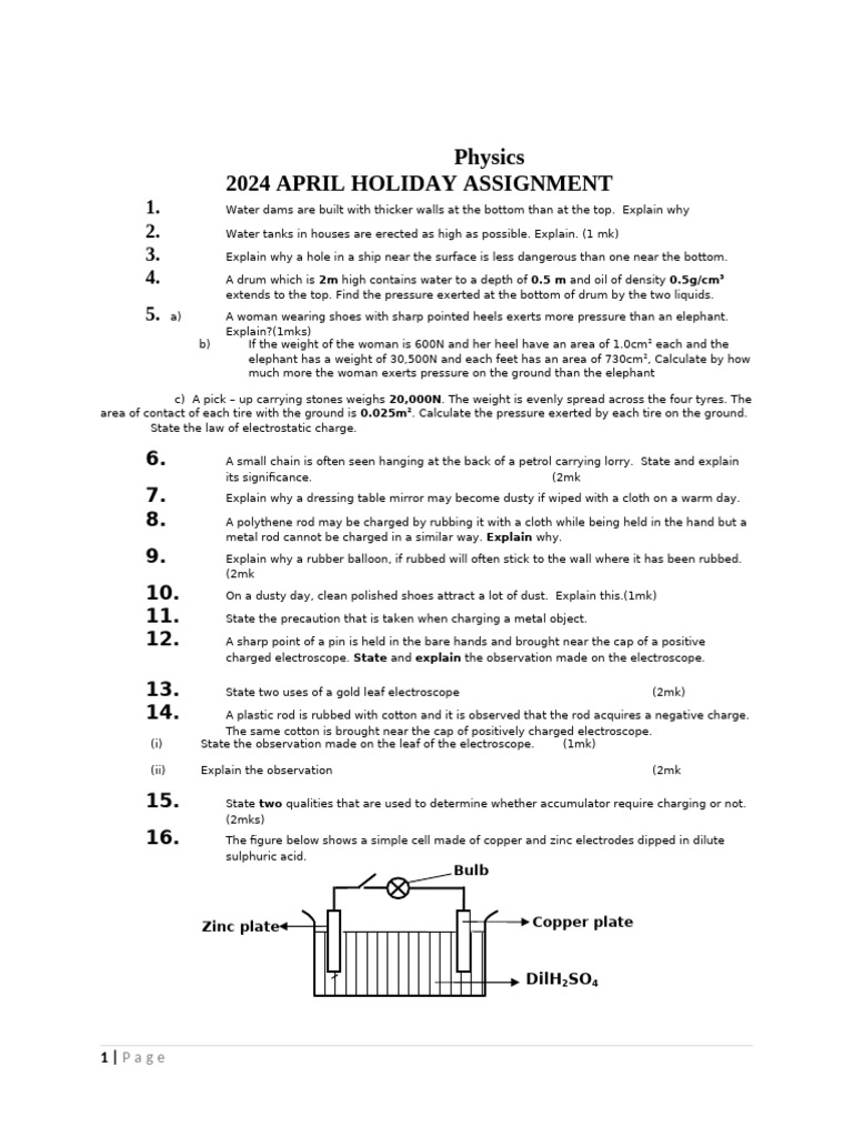 F2 Physics Assignment Term 1 | PDF | Anode | Gases