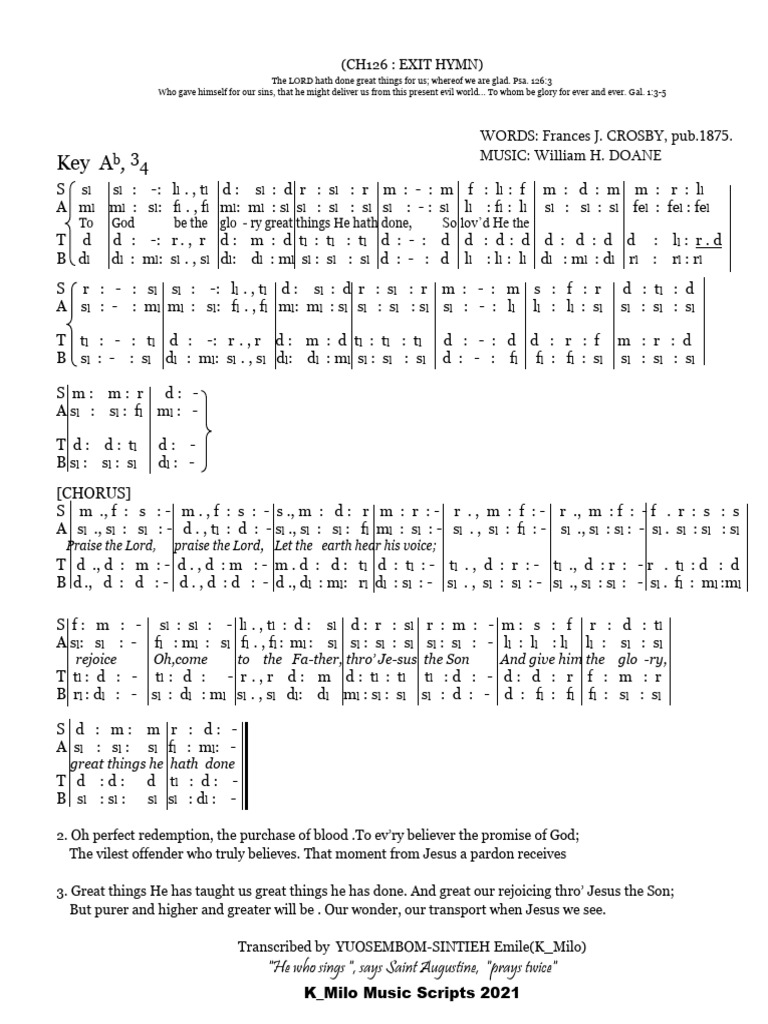To God Be the Glory Hymn Lyrics | PDF | Theology | Christian Belief And ...