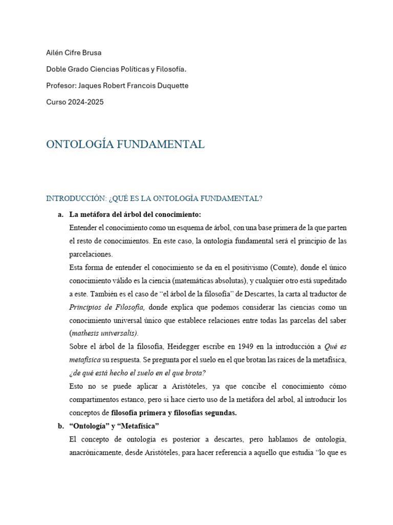 Ontología Fundamental: Conceptos Clave | PDF | Existencia | Metafísica