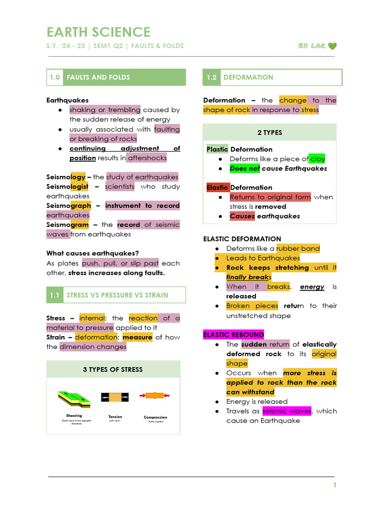 (EarthSci) Faults and Folds | PDF | Earthquakes | Fault (Geology)