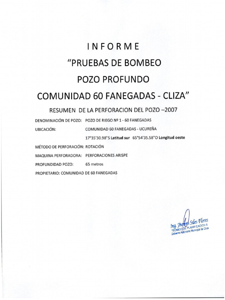 Informe Pozo 1 60 Fanegadas - 0001 | PDF