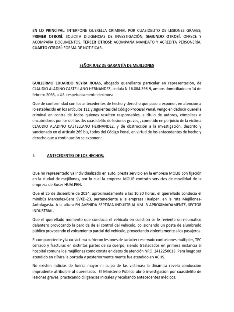 QUERELLA | PDF | Queja | Justicia