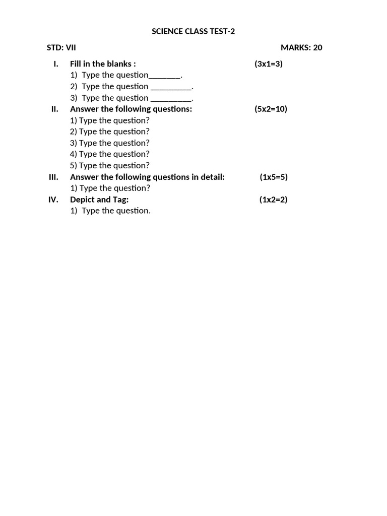 Class Test-2 Format | PDF