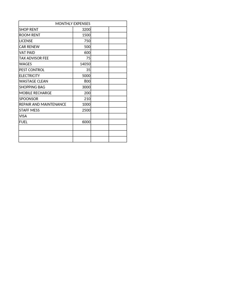 Monthly Expenses | PDF