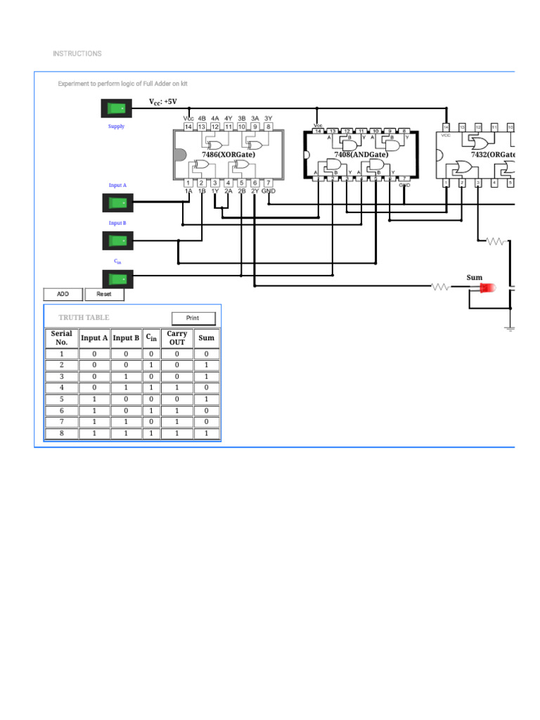 Full Adder Logic Experiment Guide | PDF