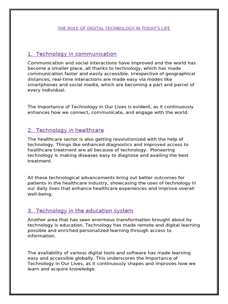 The Role of Digital Technology in Today | PDF | Health Care | Social Media
