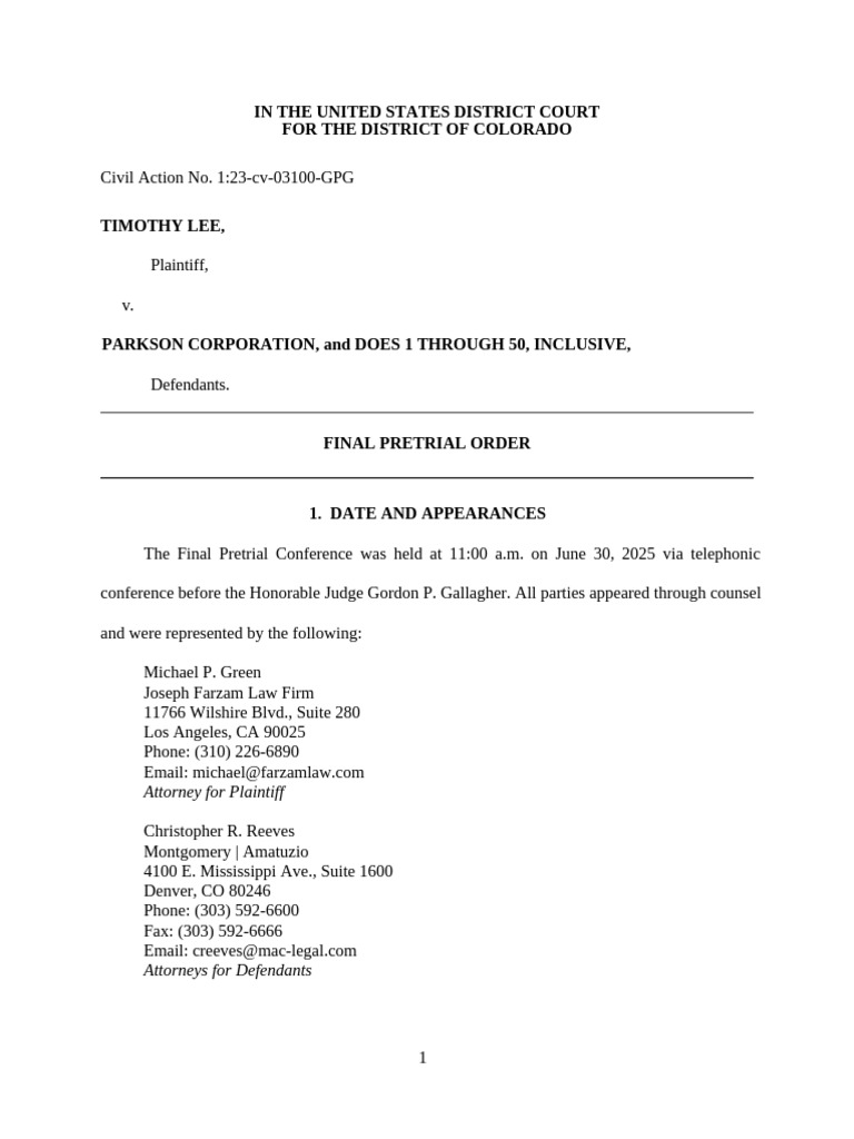Proposed Pretrial Order-CRR Edits - MPG Edits | PDF | Back Pain ...