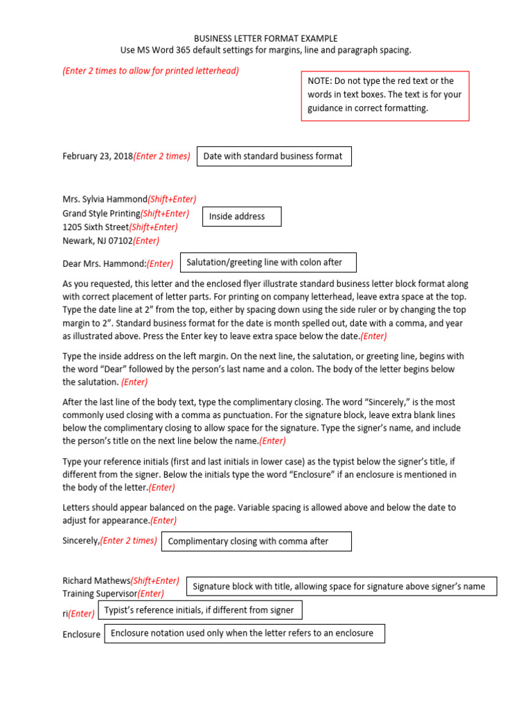 Business Letter Format Example | PDF | Punctuation | Notation