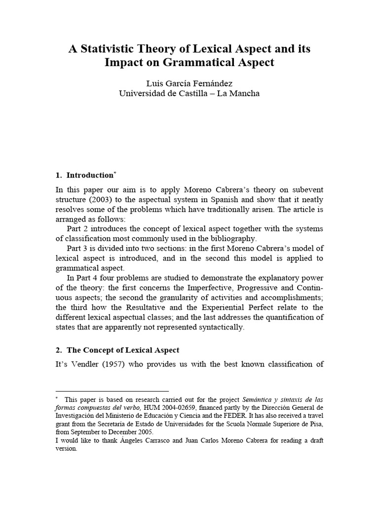 A Stativistic Theory of Lexical Aspect A | PDF | Syntax | Language Mechanics