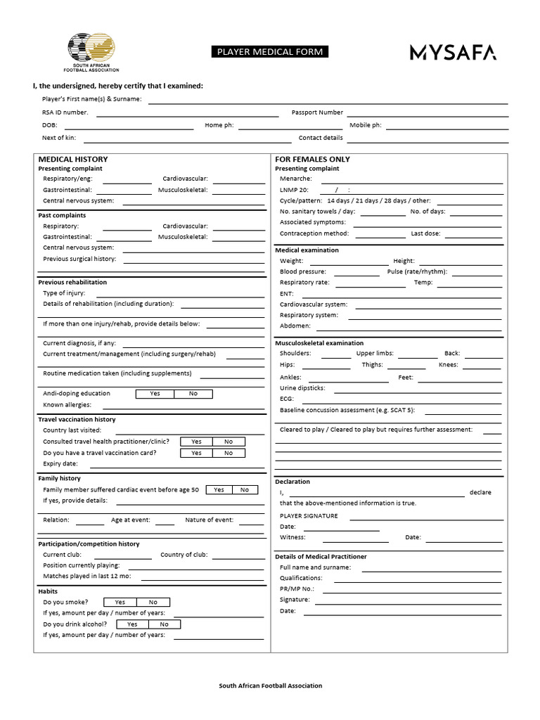 MYSAFA Medical Release Form v2 | PDF | Physical Therapy | Medical ...