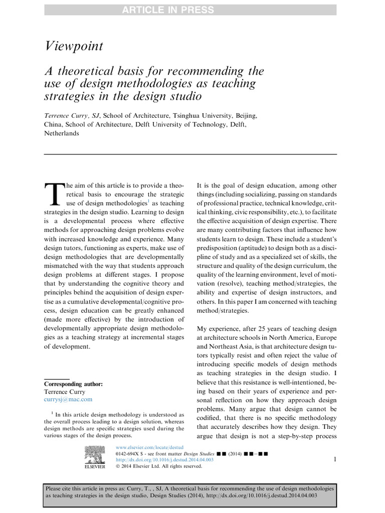 The Use of Design Methodologies As Teach | PDF | Expert | Methodology