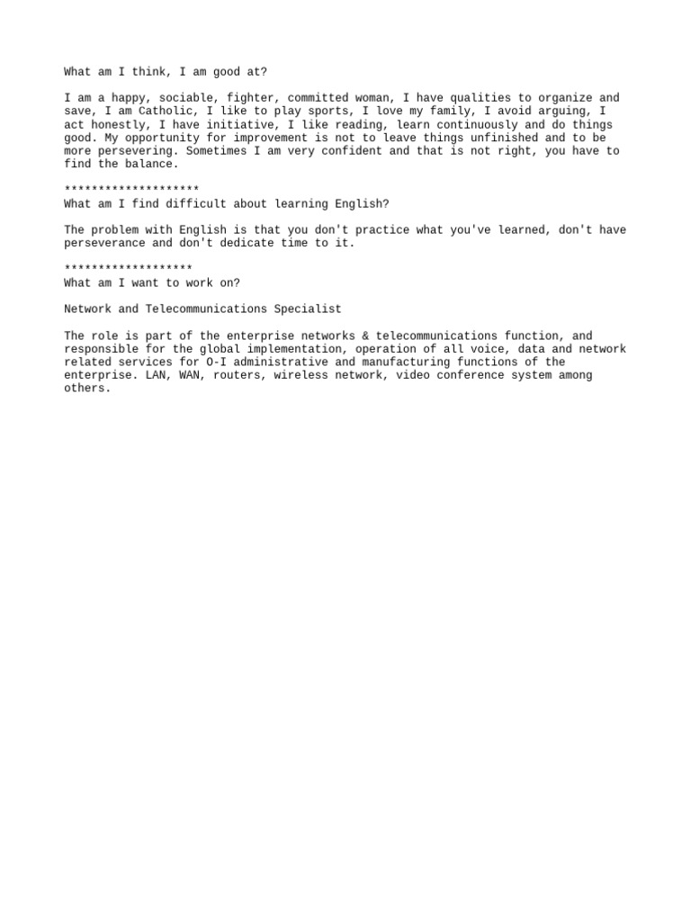 What Am I Think I Am Good at | PDF