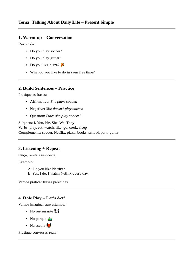 Daily Life Conversations: Present Simple | PDF