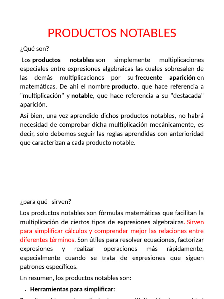 Productos Notables 2 | PDF | Sustracción | Fórmula