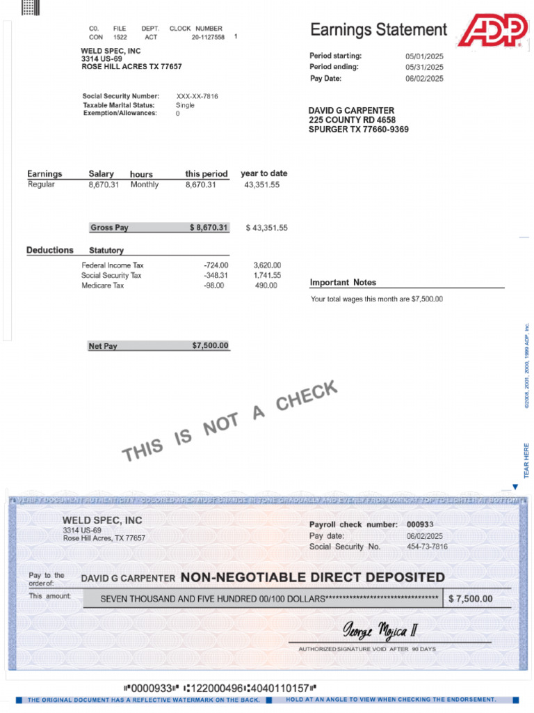 Adp Paystub David MAY 2025 | PDF
