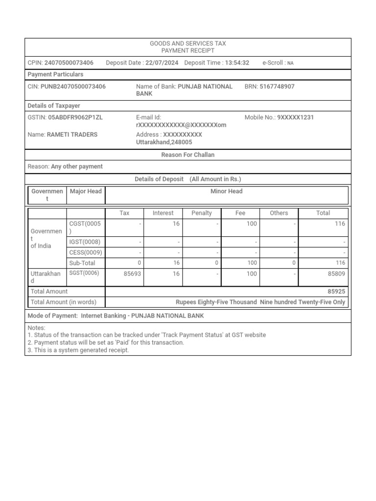 GST-Challan Receipt 3727 | PDF