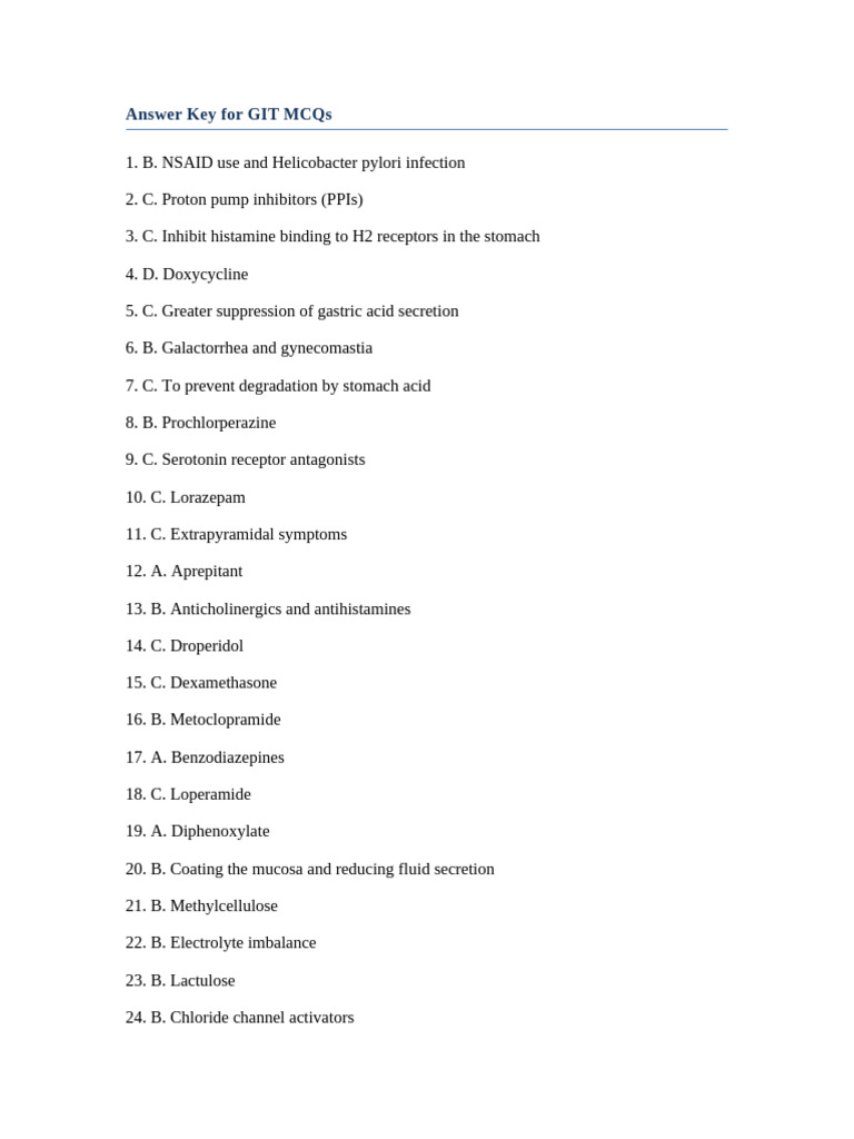 GIT MCQs Answer Key | PDF