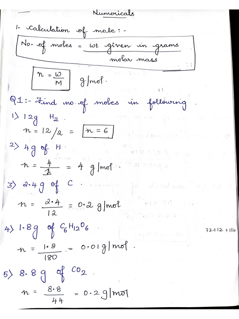 Chemistry Numericals | PDF