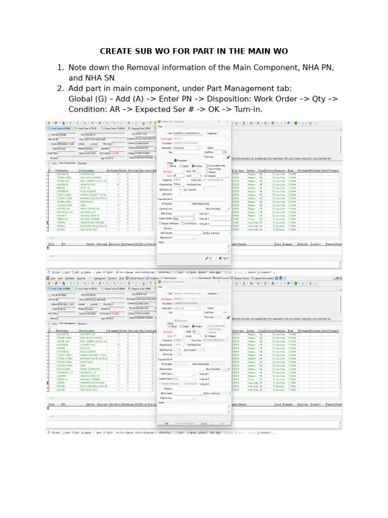 8.2. Create Sub Wo For Part in The Main Wo | PDF