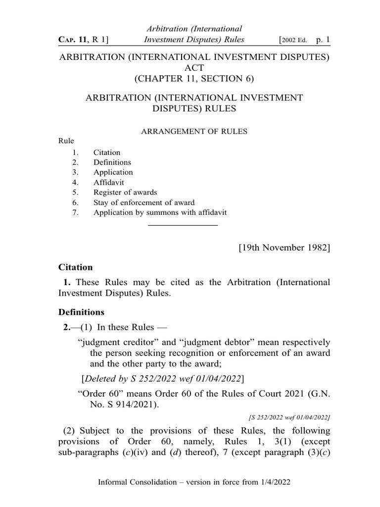International Investment Disputes Rules | PDF | Arbitration | Judgment ...