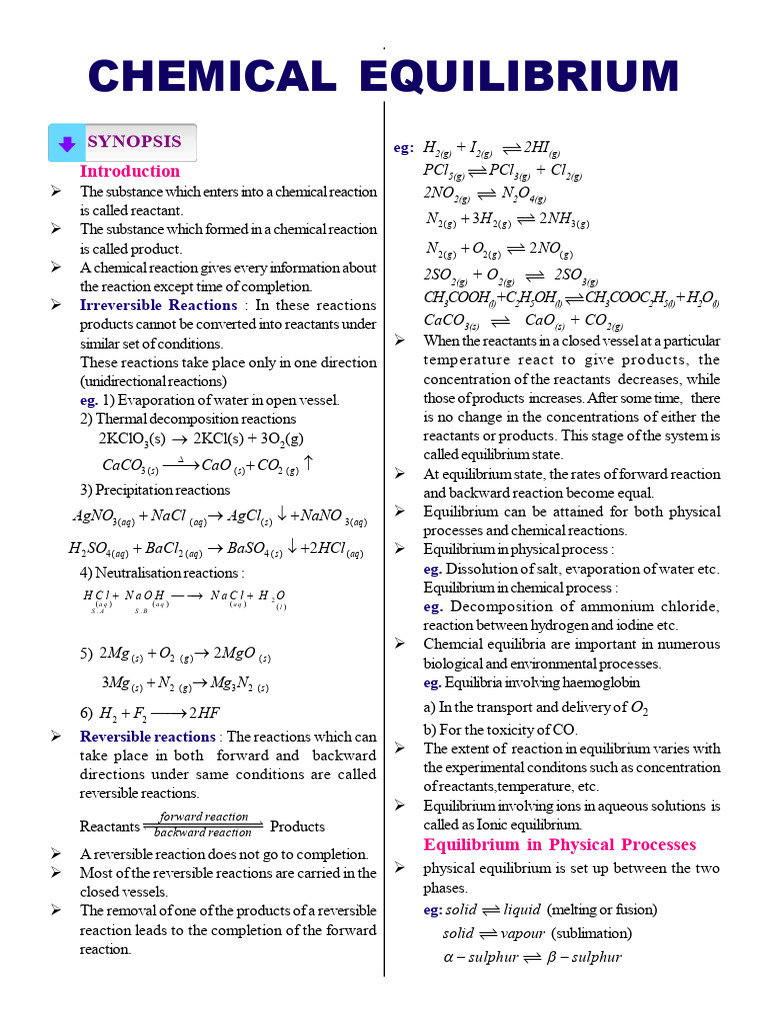 Chemical Equilibrium | PDF | Chemical Equilibrium | Reaction Rate
