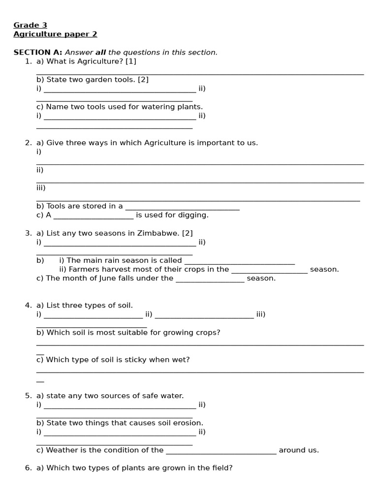 Grade 3 Agriculture Study Guide | PDF | Vegetables | Agriculture