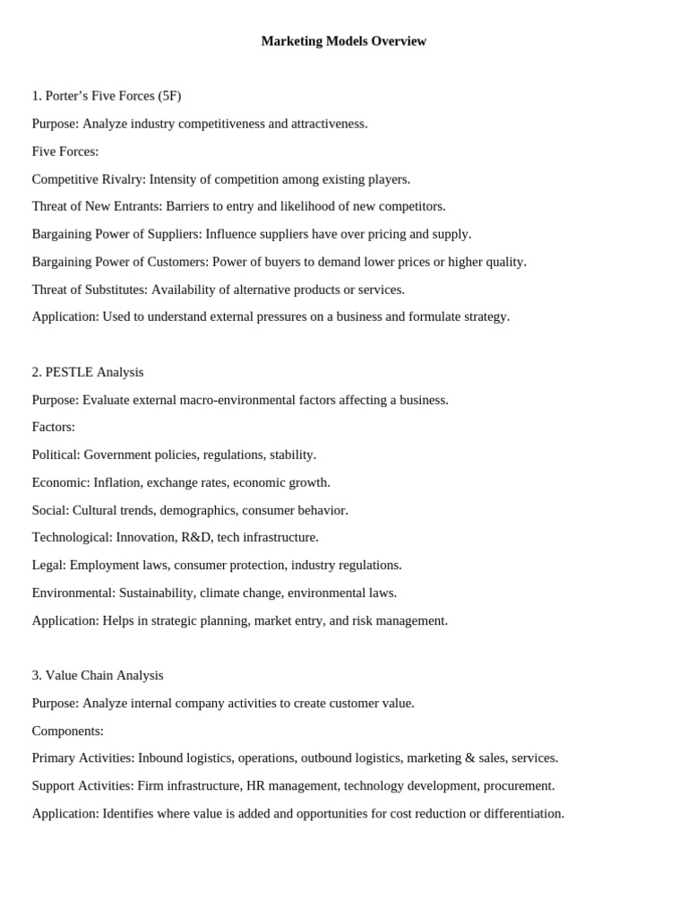 Marketing Models Overview | PDF