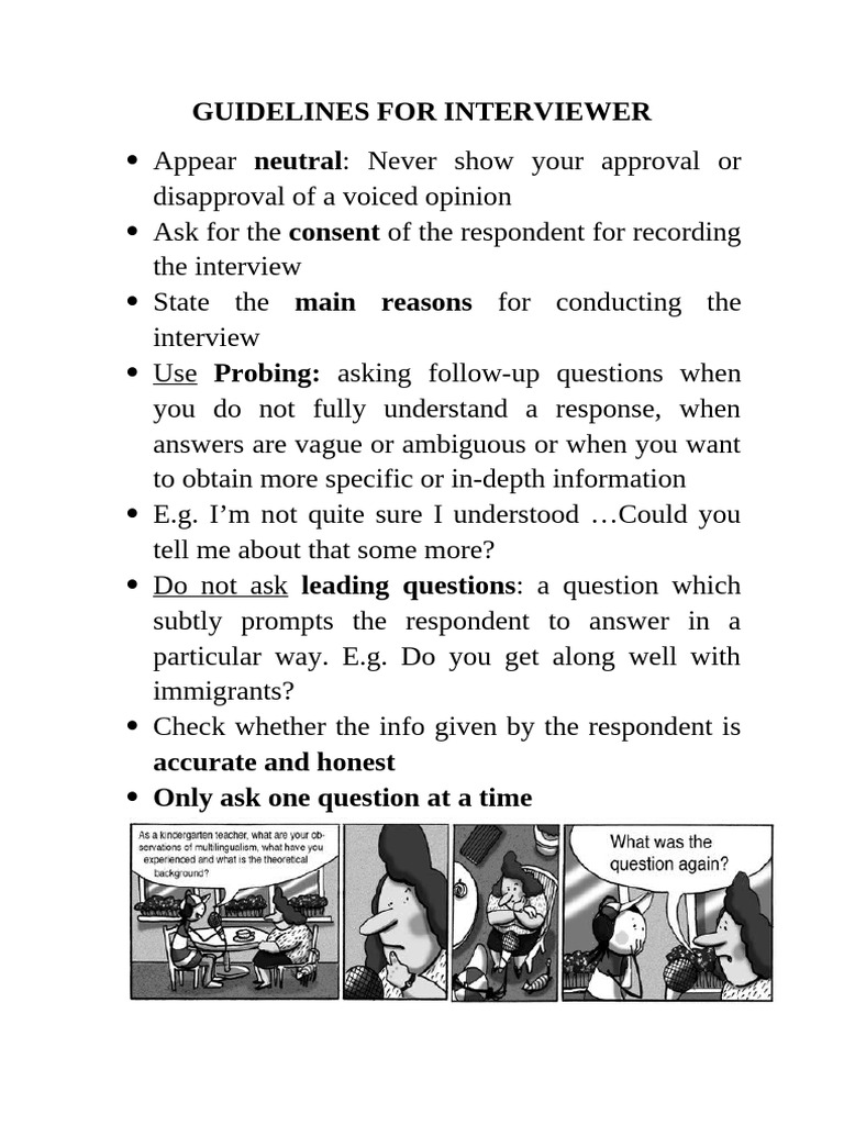 Guidelines For Interviewer | PDF