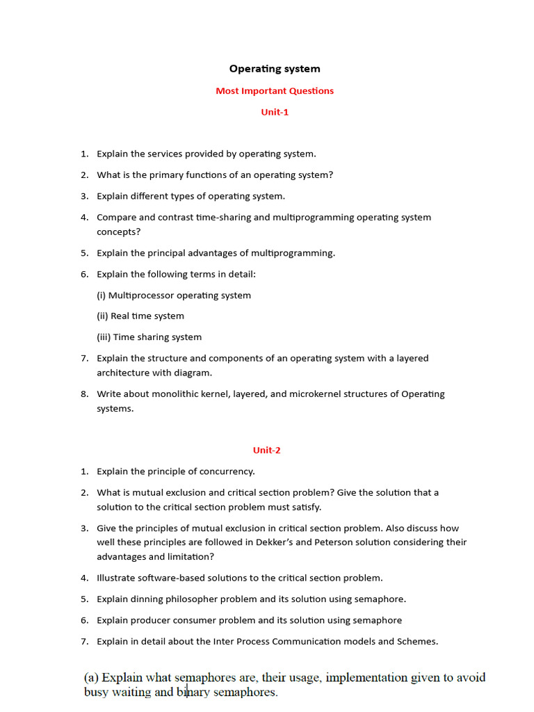 OS Most Imp Questions PDF | PDF | Operating System | Process (Computing)